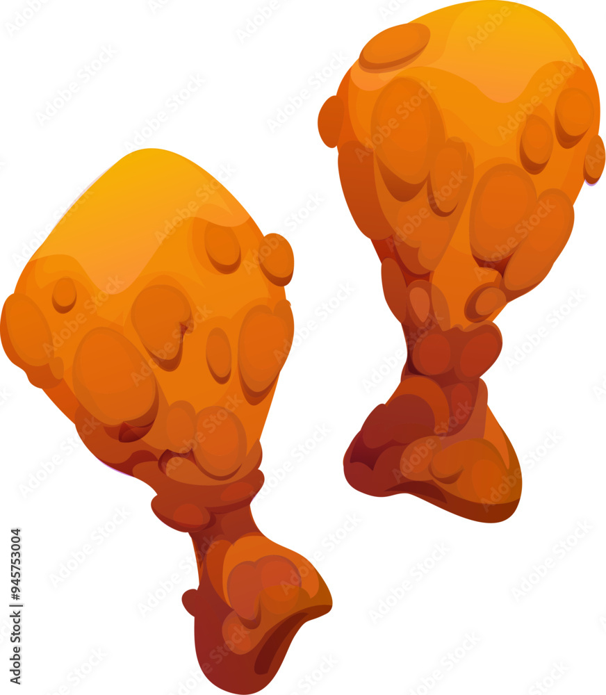 Cartoon chicken drumsticks fast food. Juicy and tender fried poultry ...