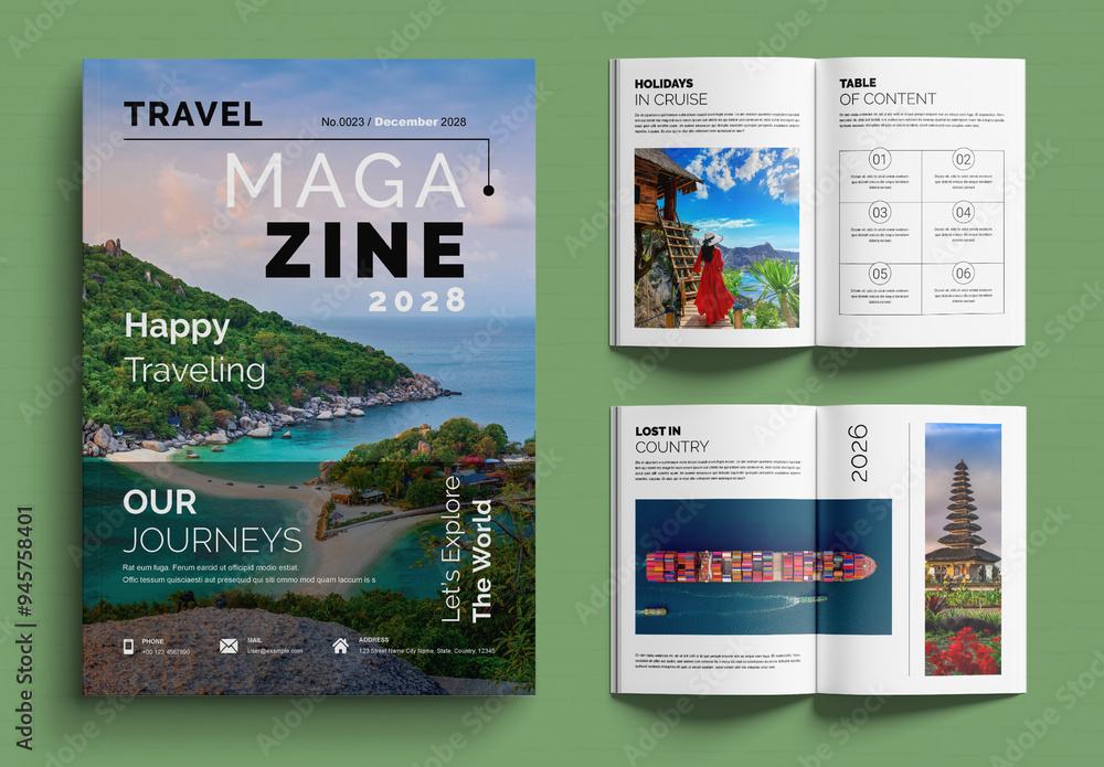 Travel Magazine Design Stock Template | Adobe Stock
