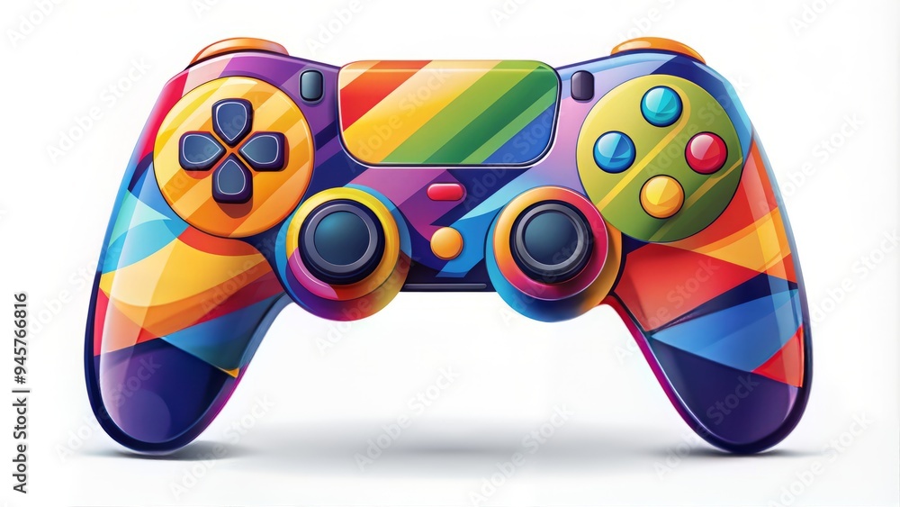 Colorful modern console gaming icon featuring a stylized controller ...