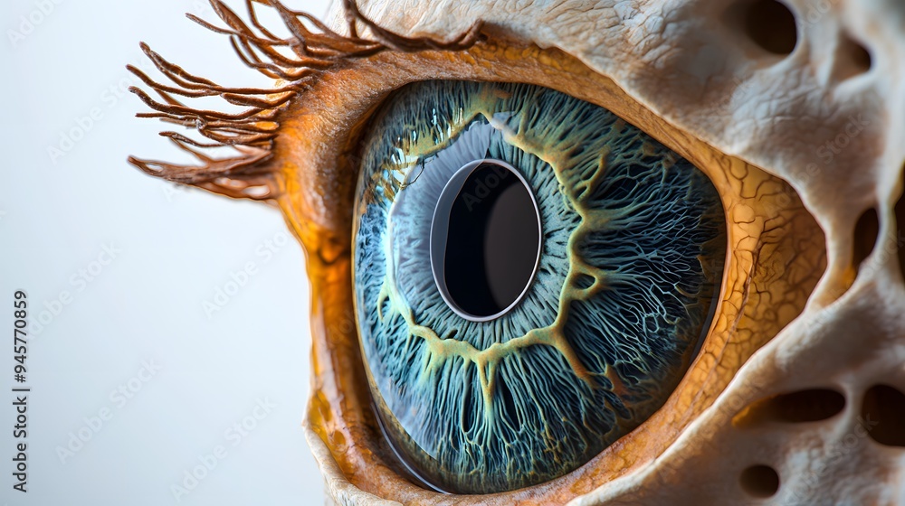 91. The detailed structure of a human eye with lens, retina, and optic ...