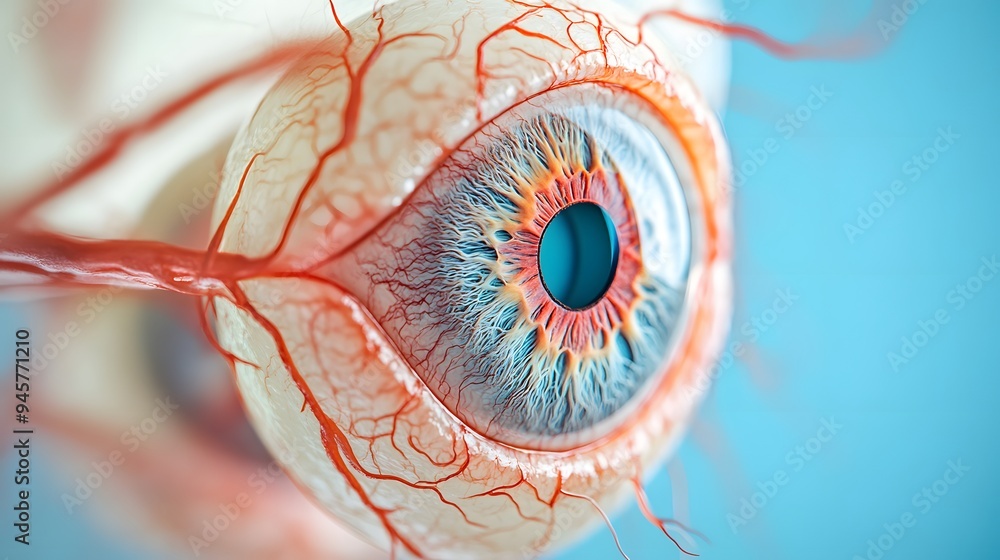 91. The detailed structure of a human eye with lens, retina, and optic ...