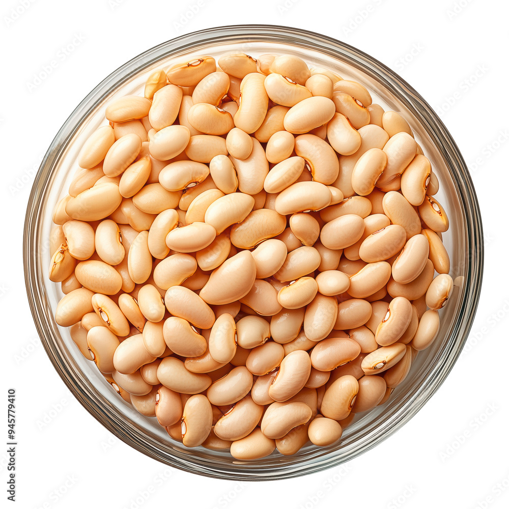 Fresh white beans in a clear bowl, transparent background, png image ...