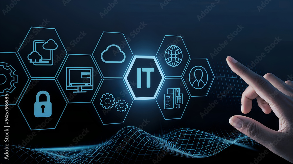 Futuristic IT Network Visualization: Advanced Hexagonal Touchscreen ...