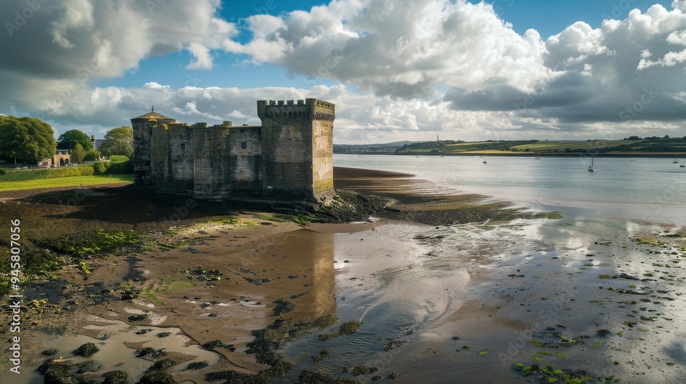 A picturesque aerial view of Broughty Ferry Castle, a historic fortress ...