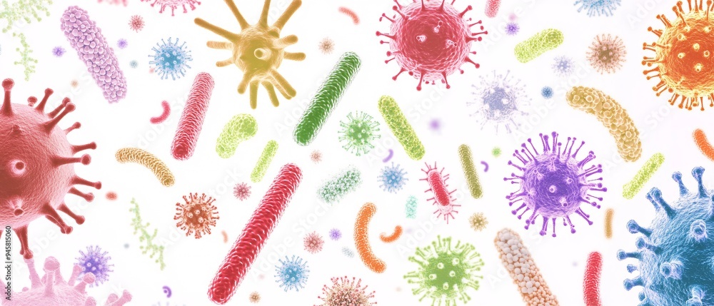 high-resolution image, pathogen cells, assortment of bacteria and ...