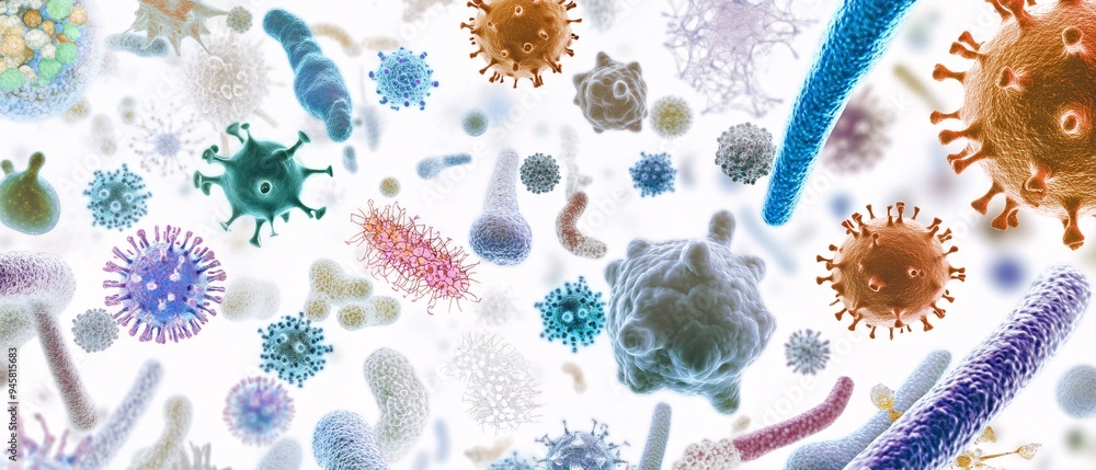 clinical imagery, pathogen cells, collection of different bacteria and ...