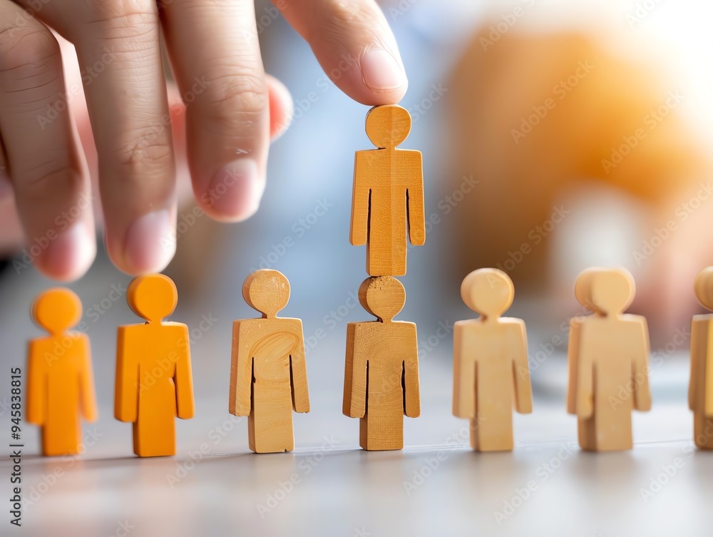 Selecting a candidate from a lineup of wooden human figures ...