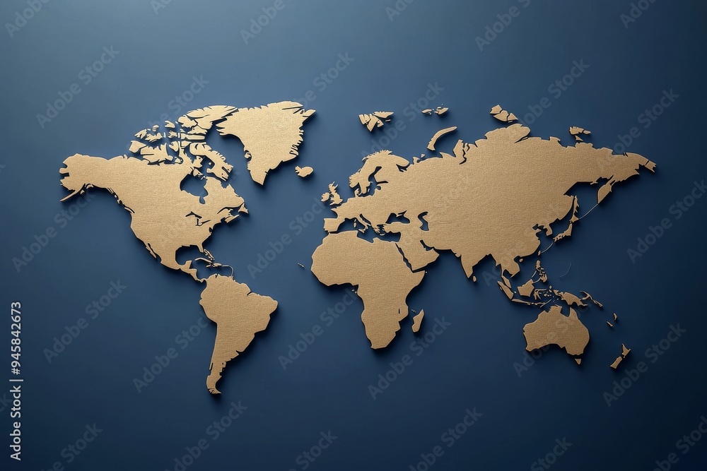 This 3D render shows the world map with its features extruded Stock ...