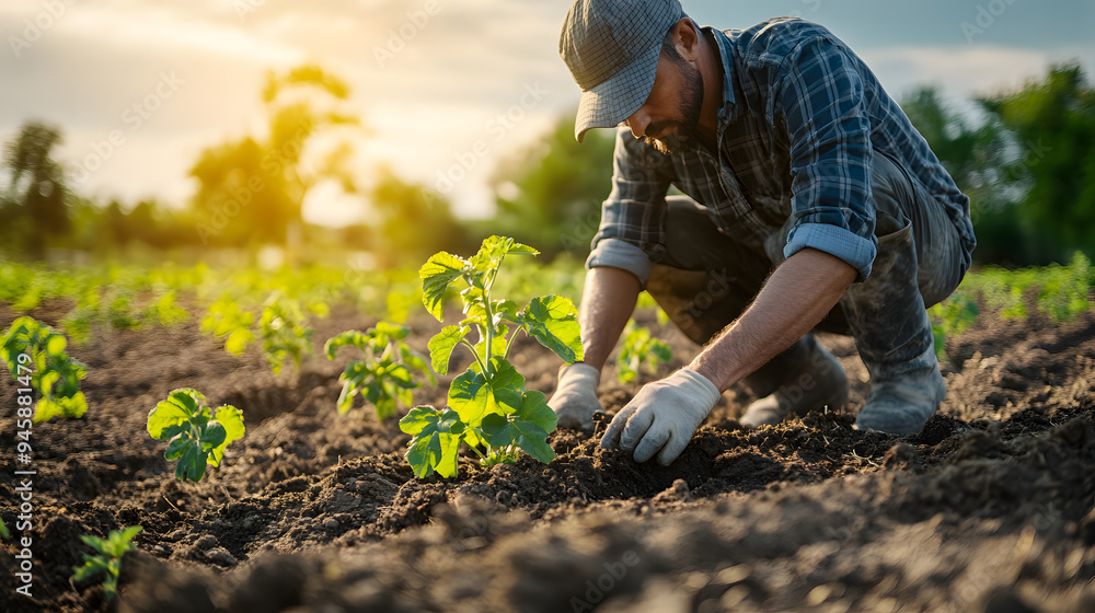 Farmer testing soil pH levels in a field with a digital meter, soil pH ...