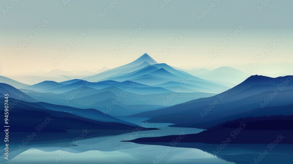 Mountain Line Art Wallpaper - Luxury Scenic Background for Cover ...