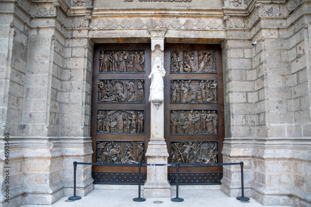 Main gate of Manila cathedral, oldest church in capital city of ...
