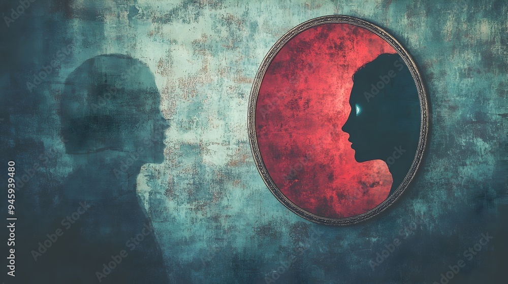 Conceptual image of a mirror that reflects a different person than the ...