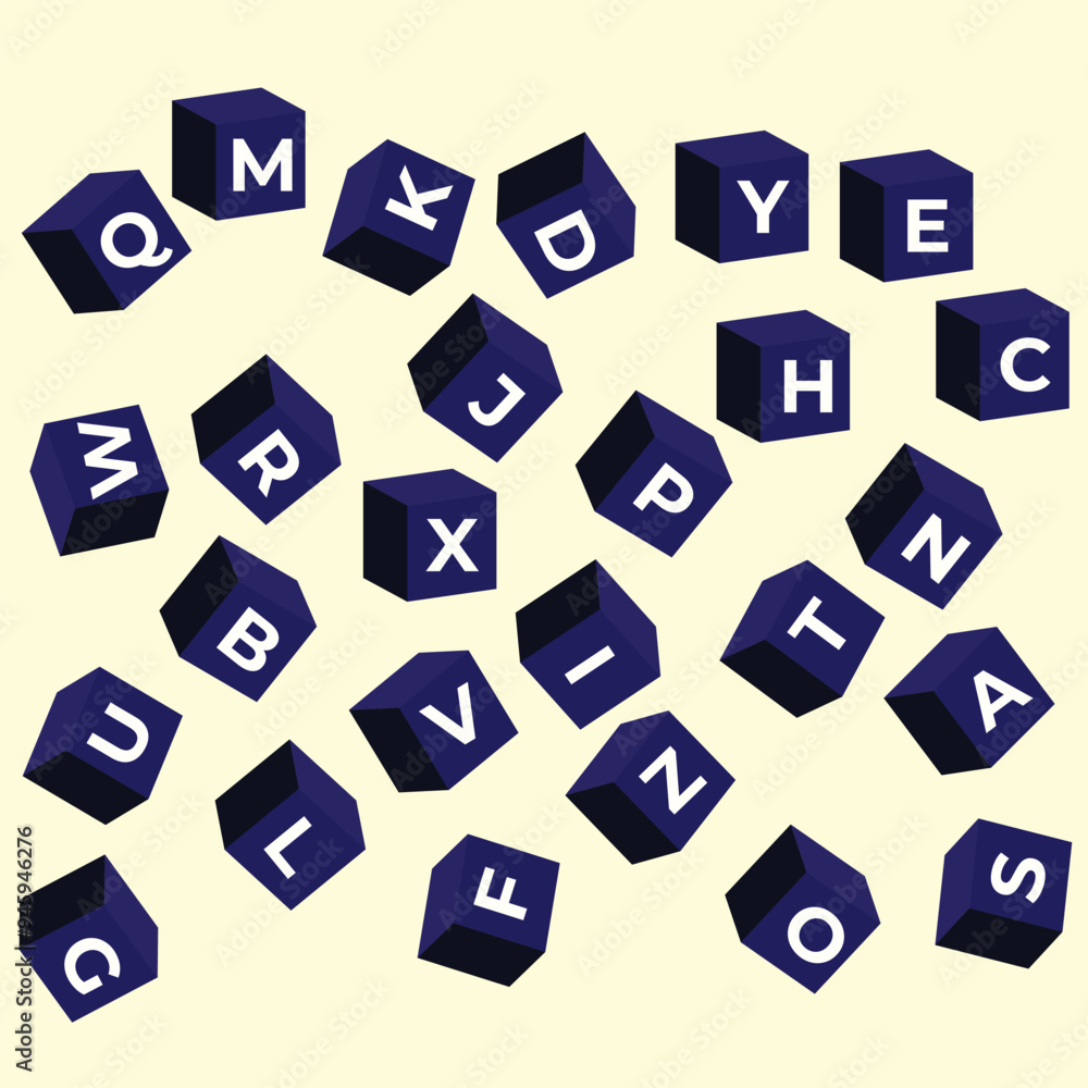 pattern letters alphabet pattern. Vector cube alphabets. typography ...