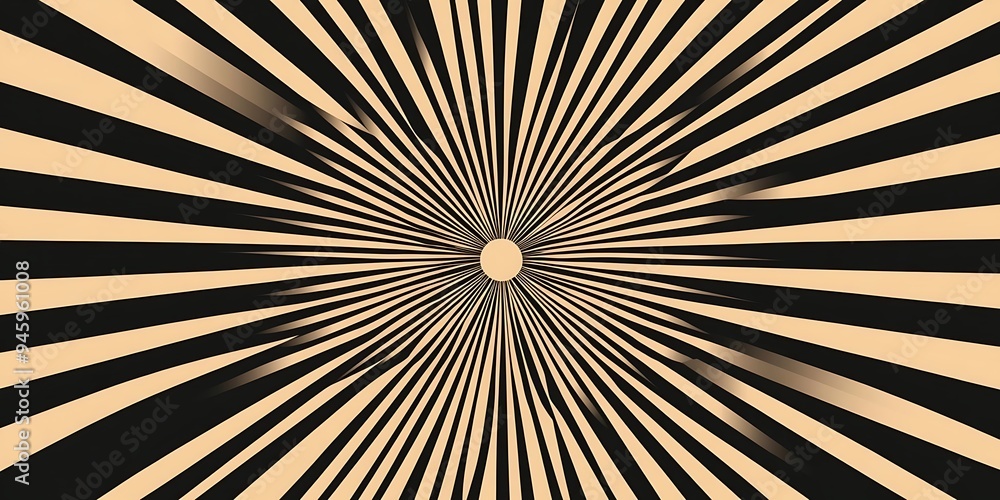 Art Deco sunburst black and tan pattern with radiating lines and ...