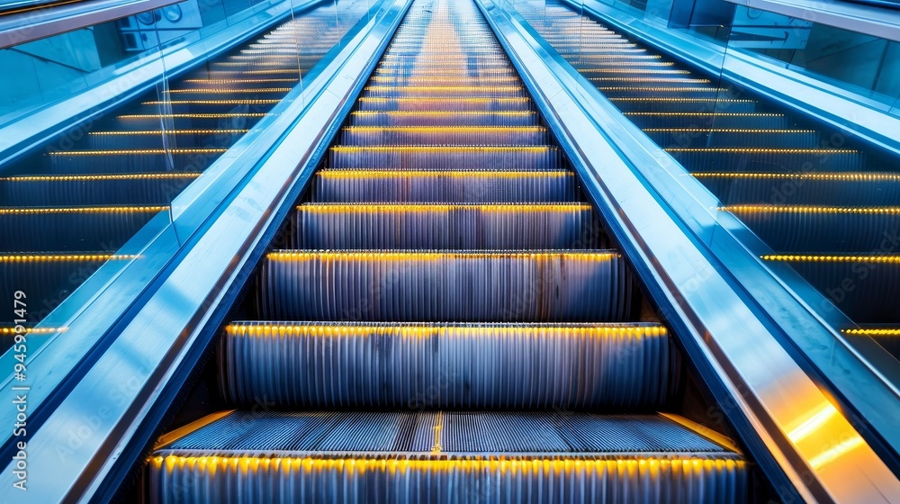 Modern escalator in subway station with sleek design, full-frame ...