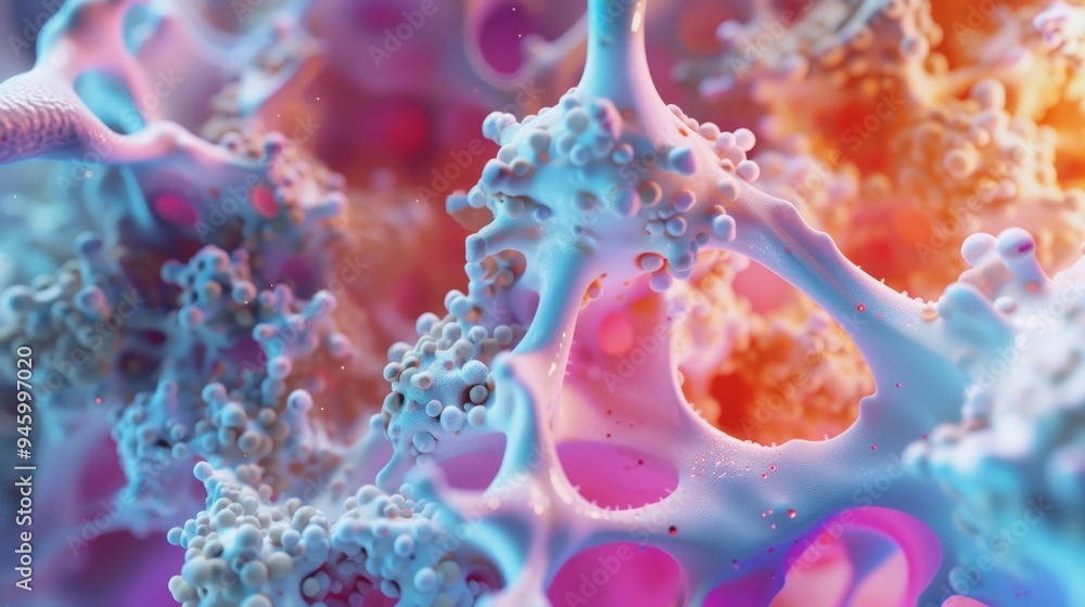 Abstract Visualization of Bone Health Molecules, Featuring a Close-Up ...