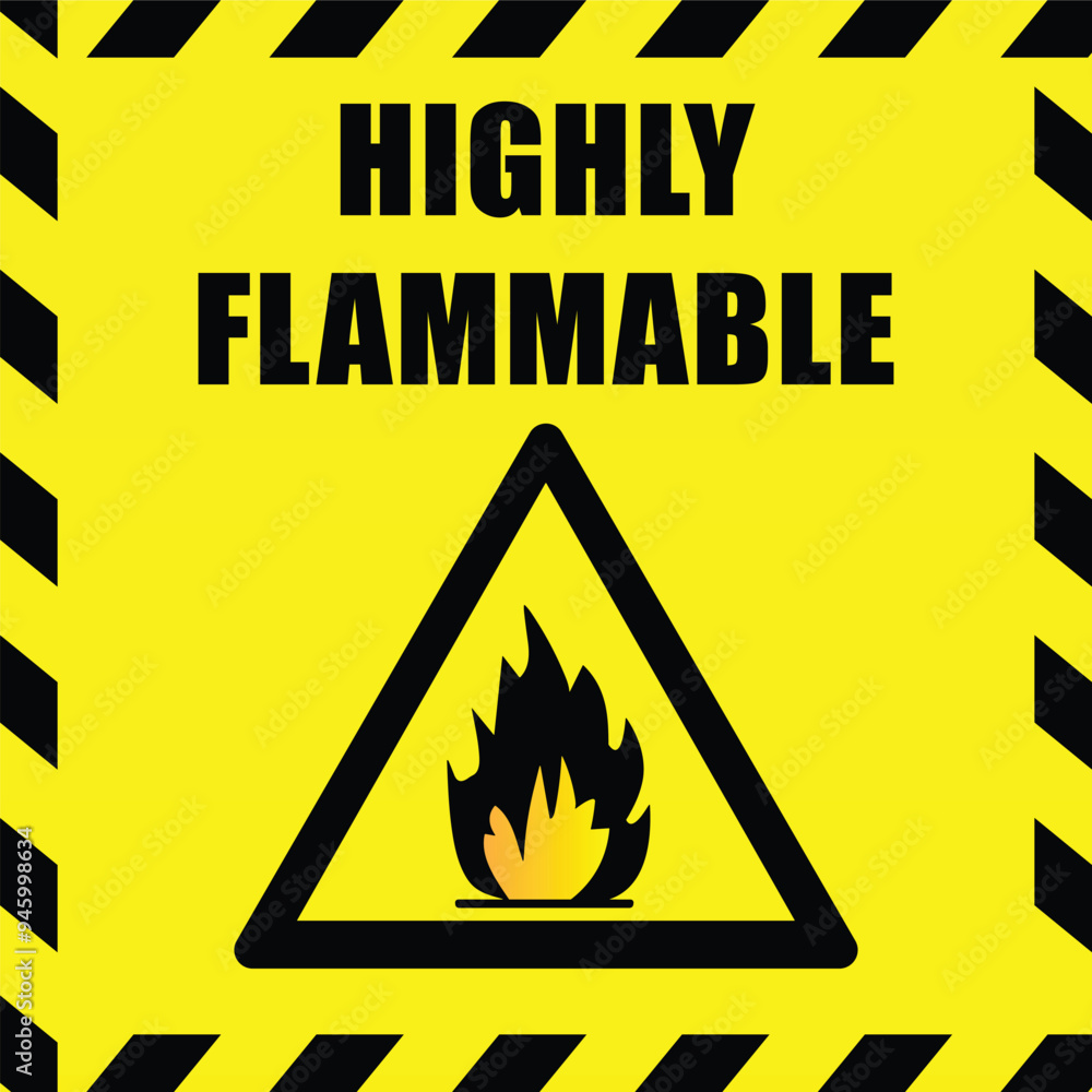 Highly Flammable sign, warning sign flammable, Flammable Symbol ...
