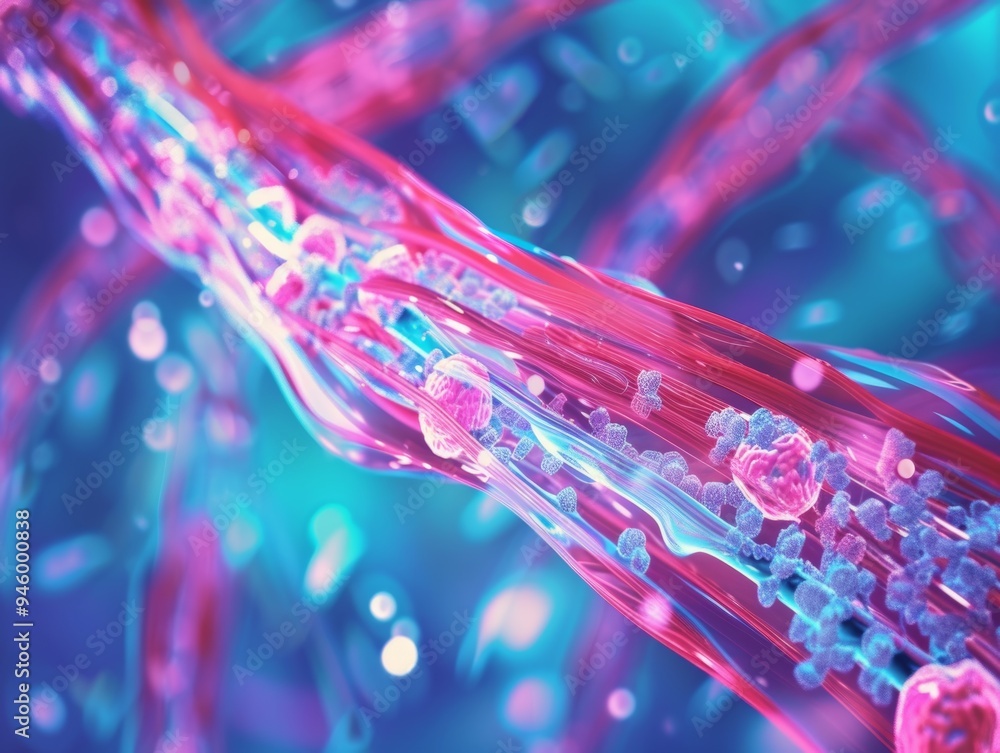 Microscopic View of a Molecule Promoting Muscle Growth, Depicted as a ...