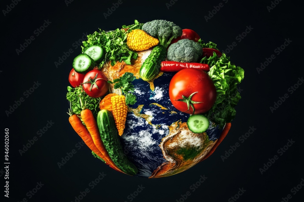 An artistic depiction of Earth surrounded by various brightly colored ...