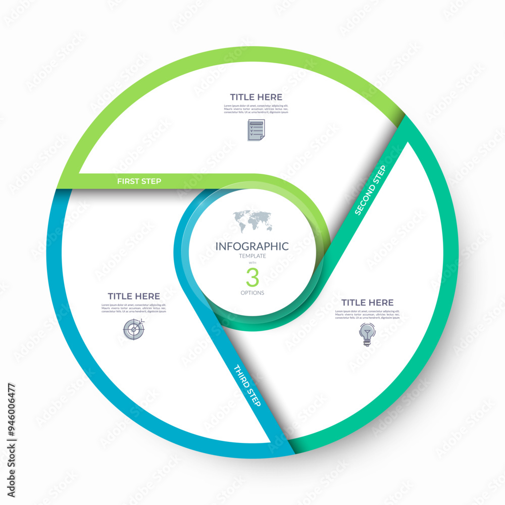 Infographic circle with 3 options. 3-step process chart, cycle diagram ...