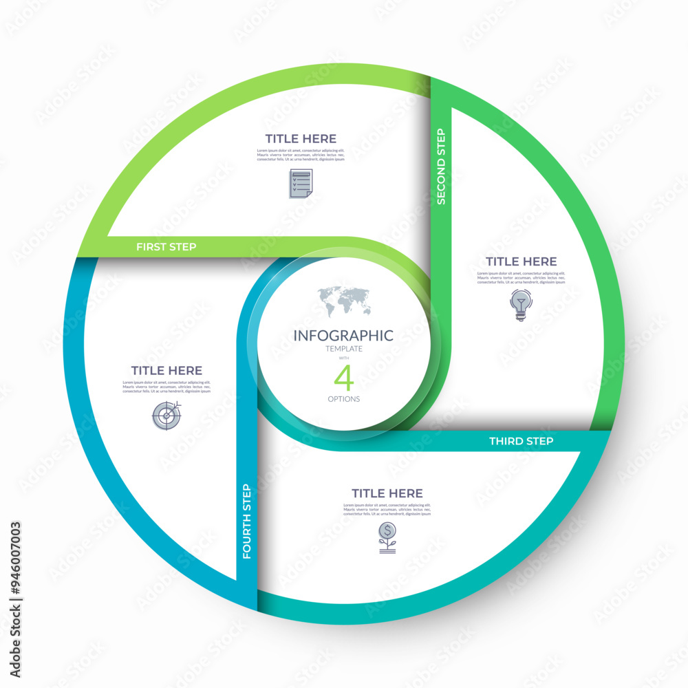 Infographic circle with 4 options. 4-step process chart, cycle diagram ... Infographic circle with 4 options. 4-step process chart, cycle diagram ...