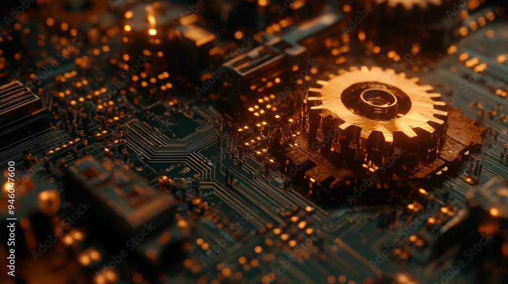 Programming language concept with rusty gears emerging from the ...