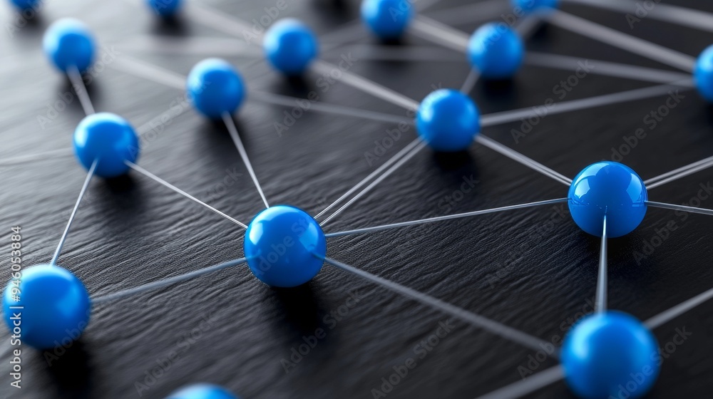 The concept of network integration is visualized as a network of blue ...
