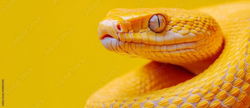 The Python programming language is represented by a yellow snake on a yellow background. Stock ...