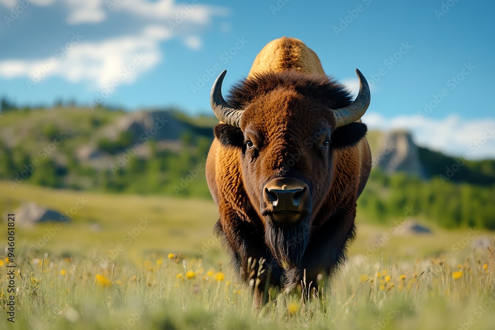 Bison and the texture of the land, captured in a photo that focuses on ...