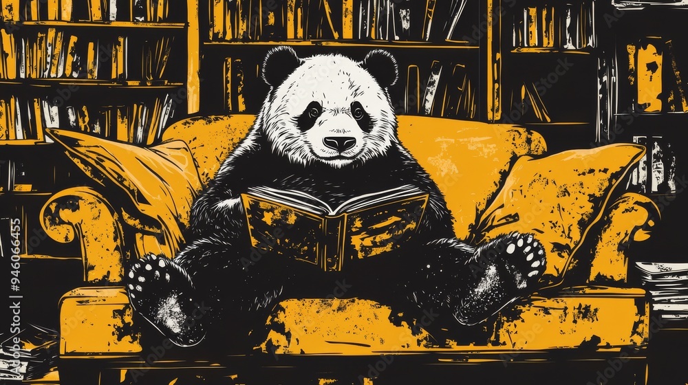 Using Pandas Python program, a panda is shown using a laptop and tablet ...