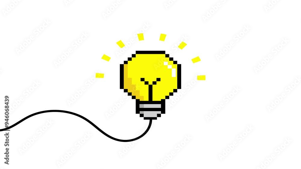Light bulb pixel art. vector game 8 bit lamp icon logo. Idea icon ...