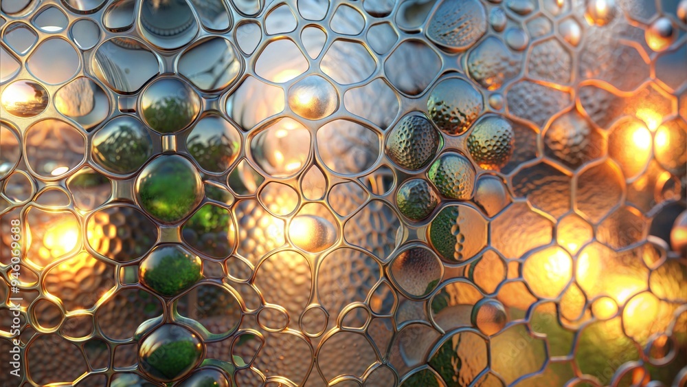 Smooth Glass Surface with Light Reflections and Hexagonal Pattern for ...