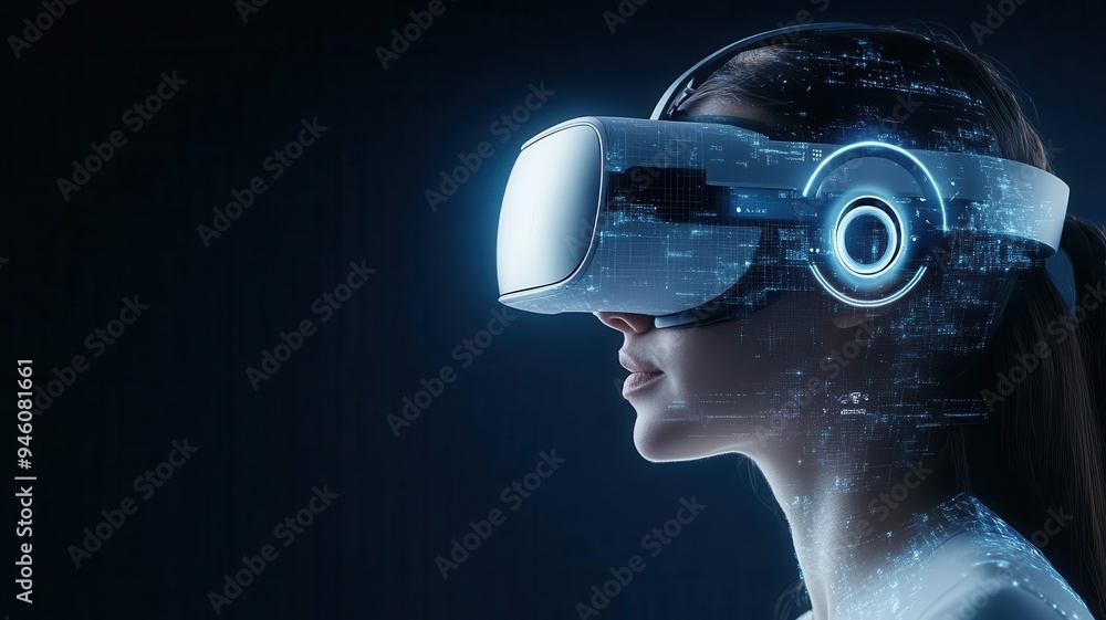 Virtual reality headset conducting an iris scan, merging immersive tech ...