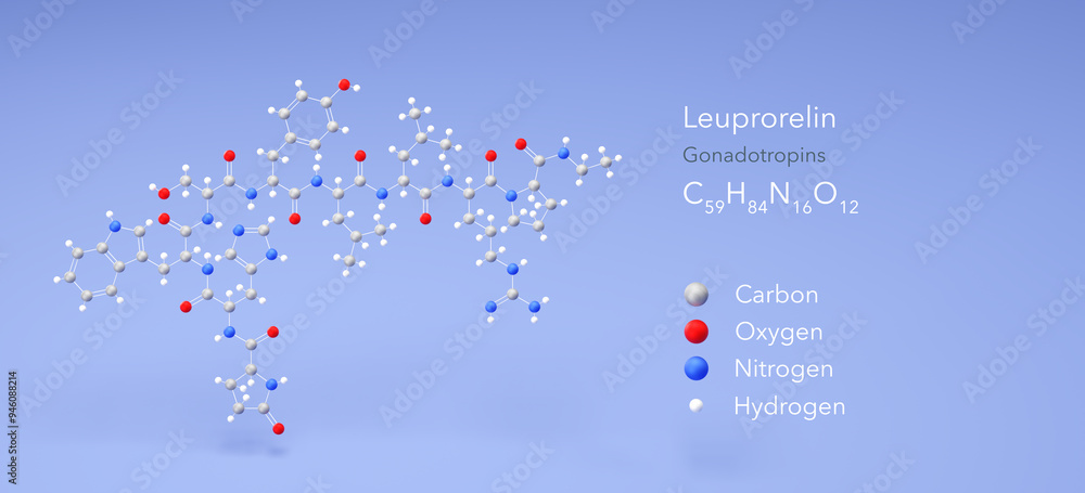 leuprorelin molecule, molecular structure, leuprolide, 3d model ...