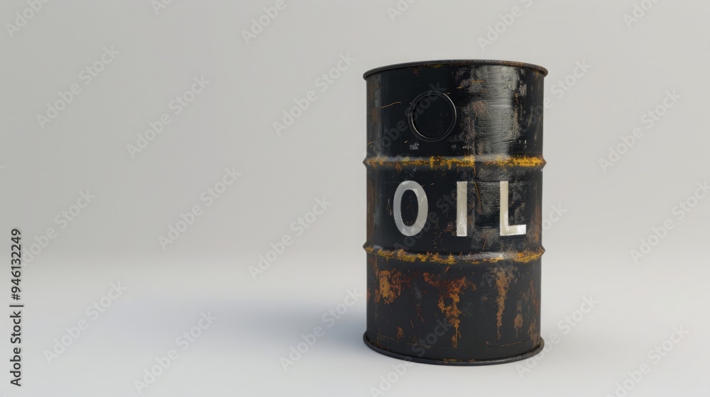 Elegant Luxury Oil Barrel Display with Prominent "OIL" Typography on a ...