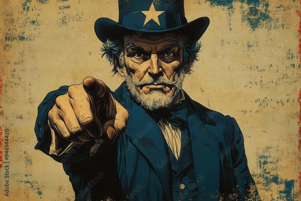 vintagestyle etching of a sternfaced uncle sam pointing directly at ...