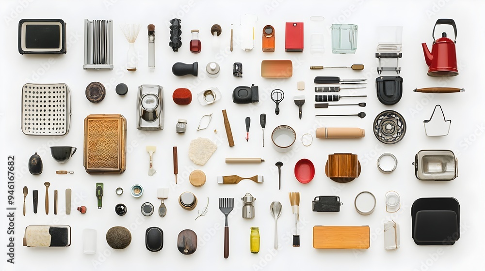 Carefully considered positioning and framing of an assortment of ...