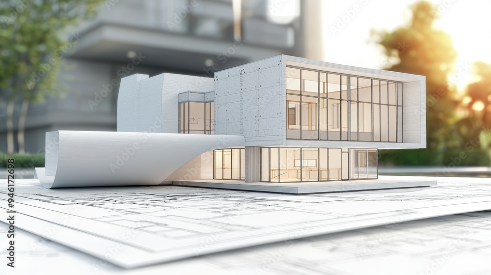 This 3D small house model was created using a stock architecture ...
