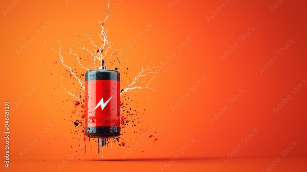Detailed vector artwork of a vertical battery icon, designed with ...