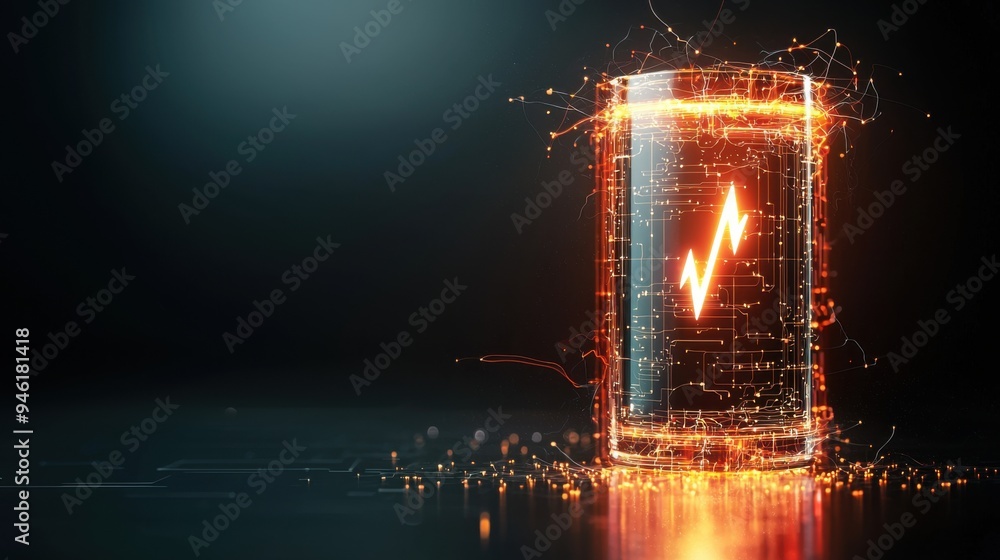 Detailed vector artwork of a vertical battery icon, designed with ...