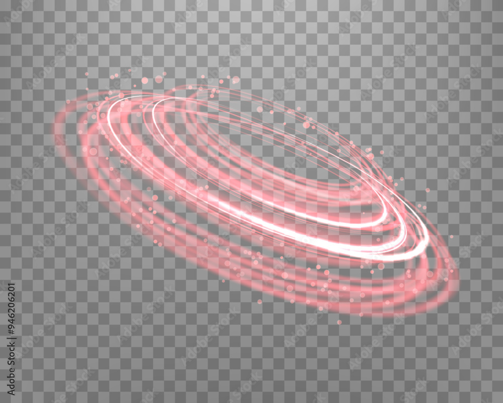 Red glowing magic ring. Neon realistic energy flare halo ring. Abstract ...