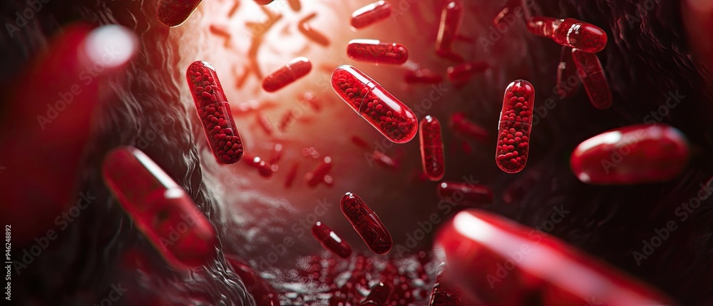 Realistic portrayal of capsules dissolving in the small intestine and ...