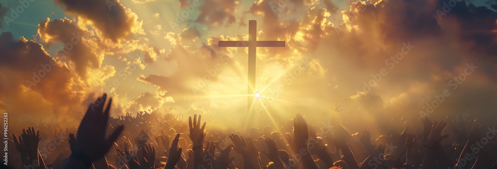 cinematic photographs of a lot of hands lifted up praising God with a ...