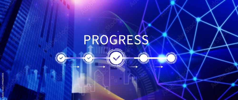 Progress concept, touching to tick correct mark in checklist with ...