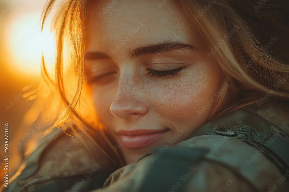 emotional homecoming scene female soldier embracing family patriotic ...