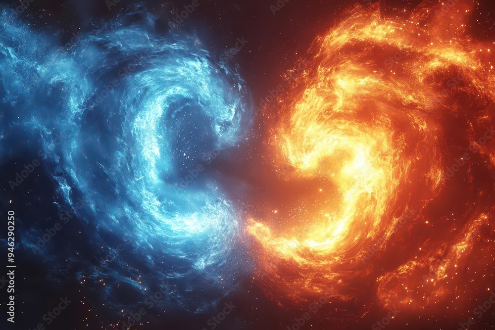 epic versus screen intense clash of fiery red and deep blue energies ...