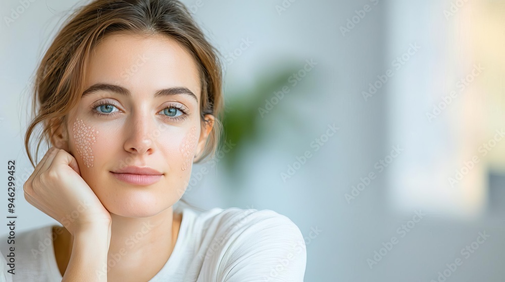 Woman with visibly stressed skin, highlighting the effects of ...