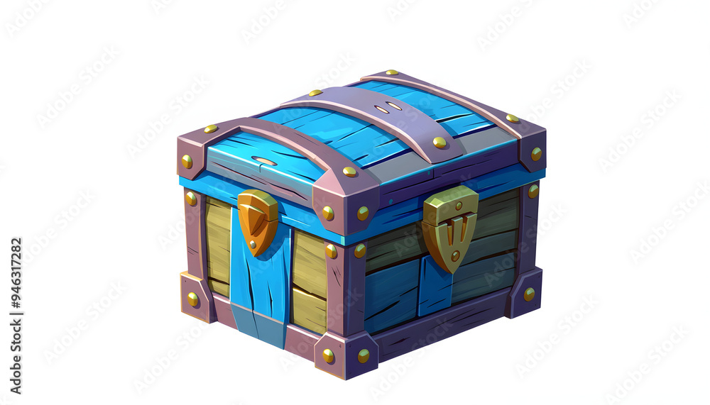 Treasure chest on transparent background. Illustration of a colorful ...