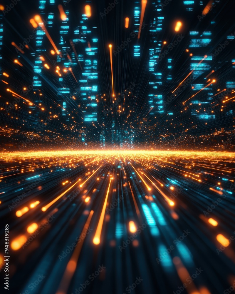Abstract digital art representation of data analytics and technology ...