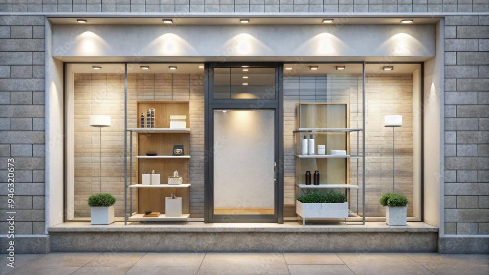 Empty storefront window display mockup with interchangeable signage ...